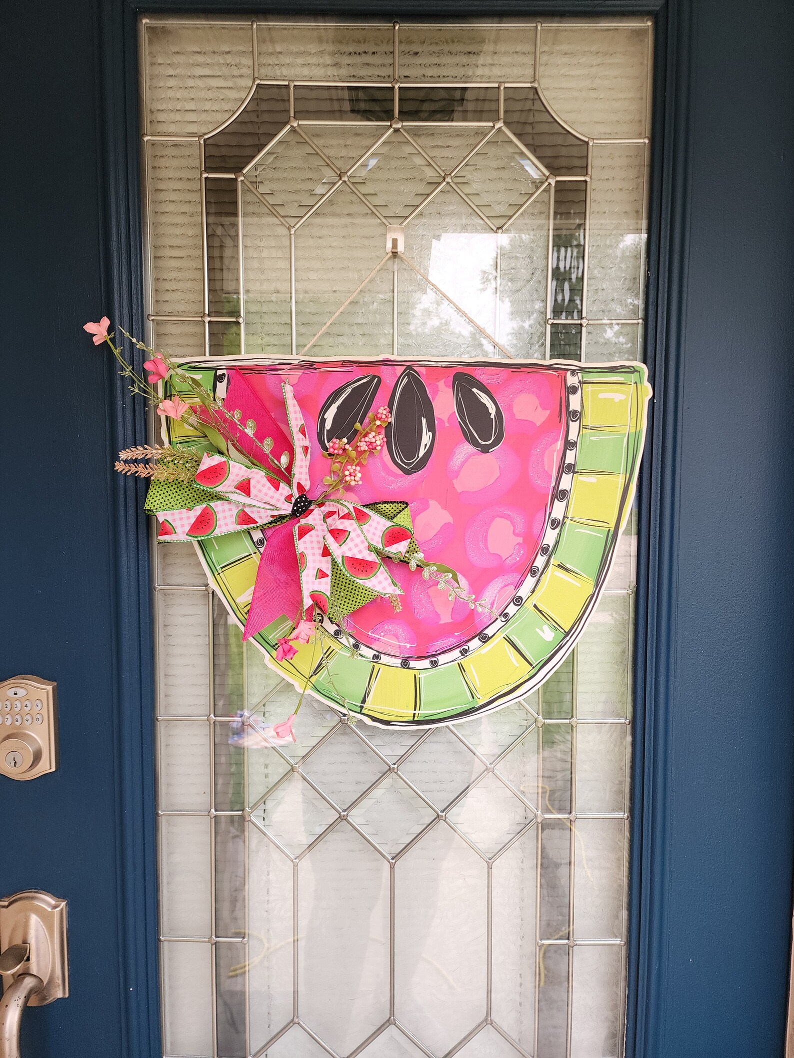 Summer Watermelon Slice Front Door Decor, Wooden Watermelon Door Hanger ...