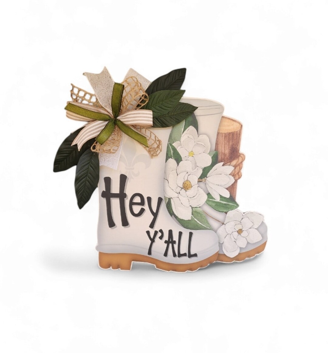 Louisiana Shrimp Boot Front Door Decor, Rain Boot Door Hanger, Wooden ...