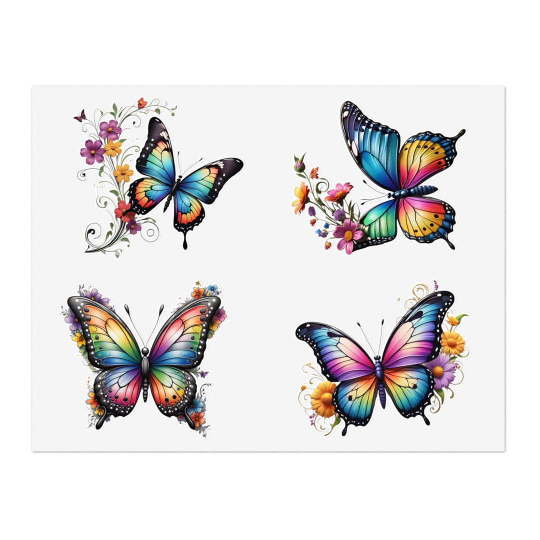 Colorful Butterfly Sticker Sheets, Vibrant Floral Stickers for Journals ...