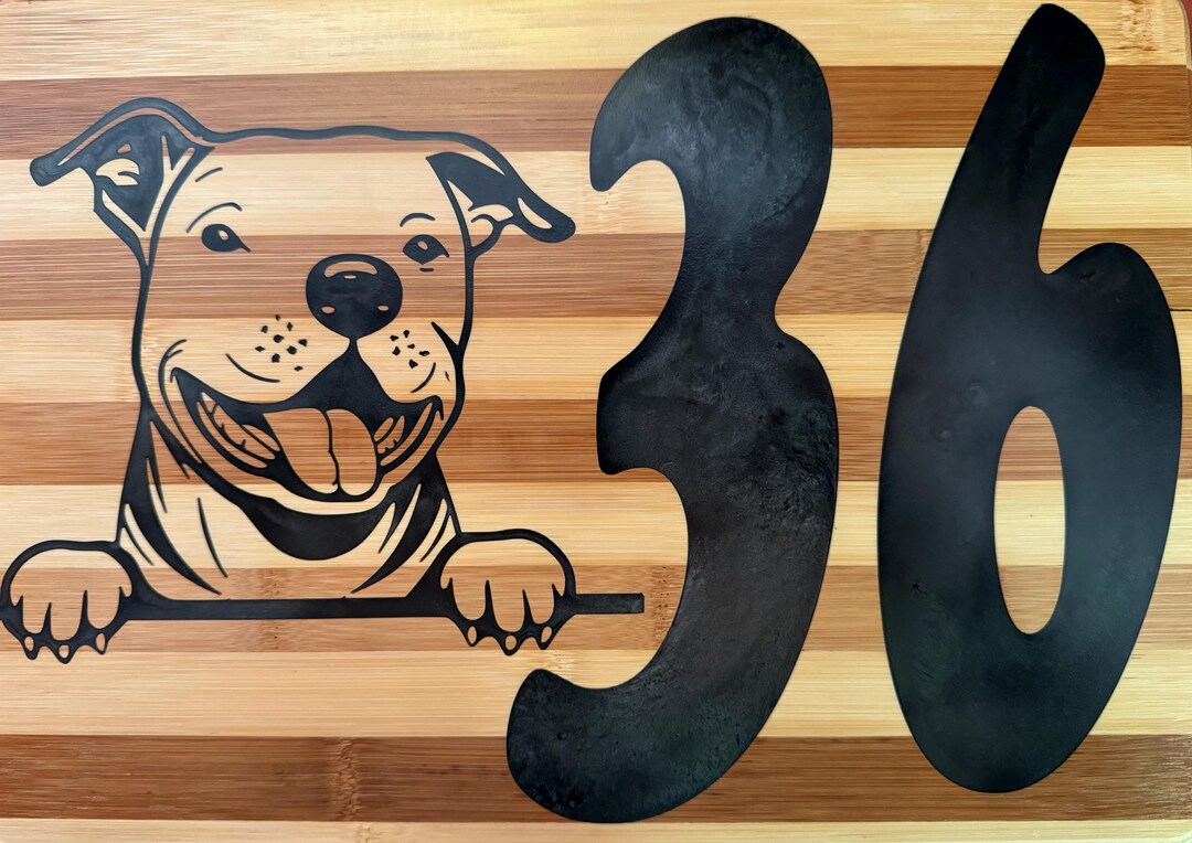 House Number and Dog (staffy) Warning Sign in One - Etsy