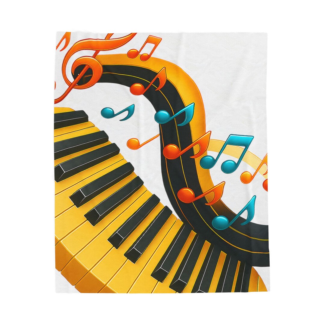 Piano Music Notes Plush Blanket: Cozy Velvet Throw - Etsy