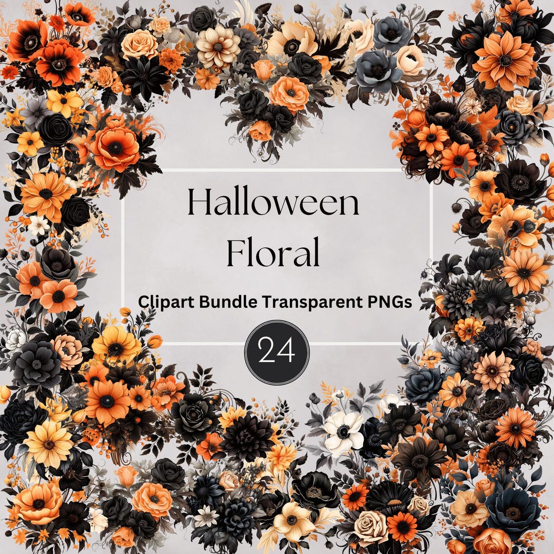 Spooky Floral Clipart - Gothic Halloween Flowers for DIY Projects ...