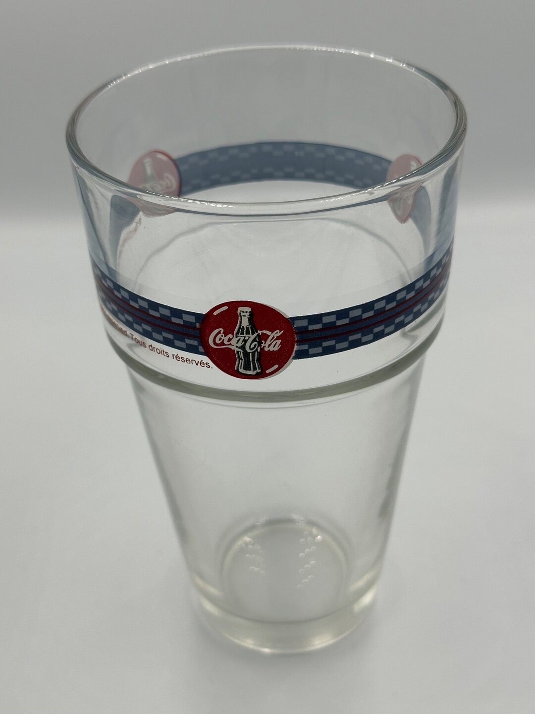 Vintage Coca Cola Blue Checkered Glass - Etsy