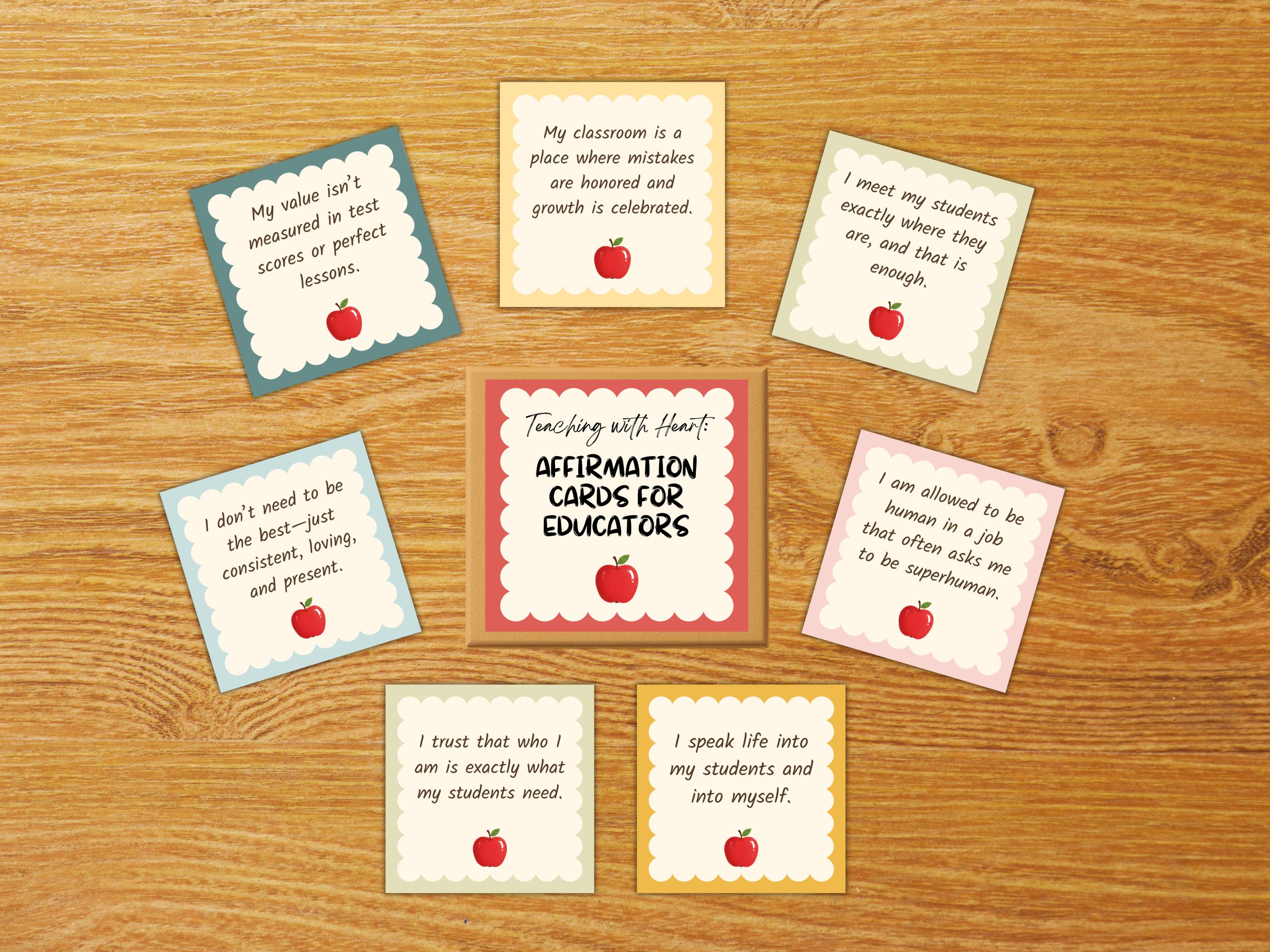 Printable Teacher Affirmation Cards: 50 Positive Mindset Cards (PDF) - Etsy