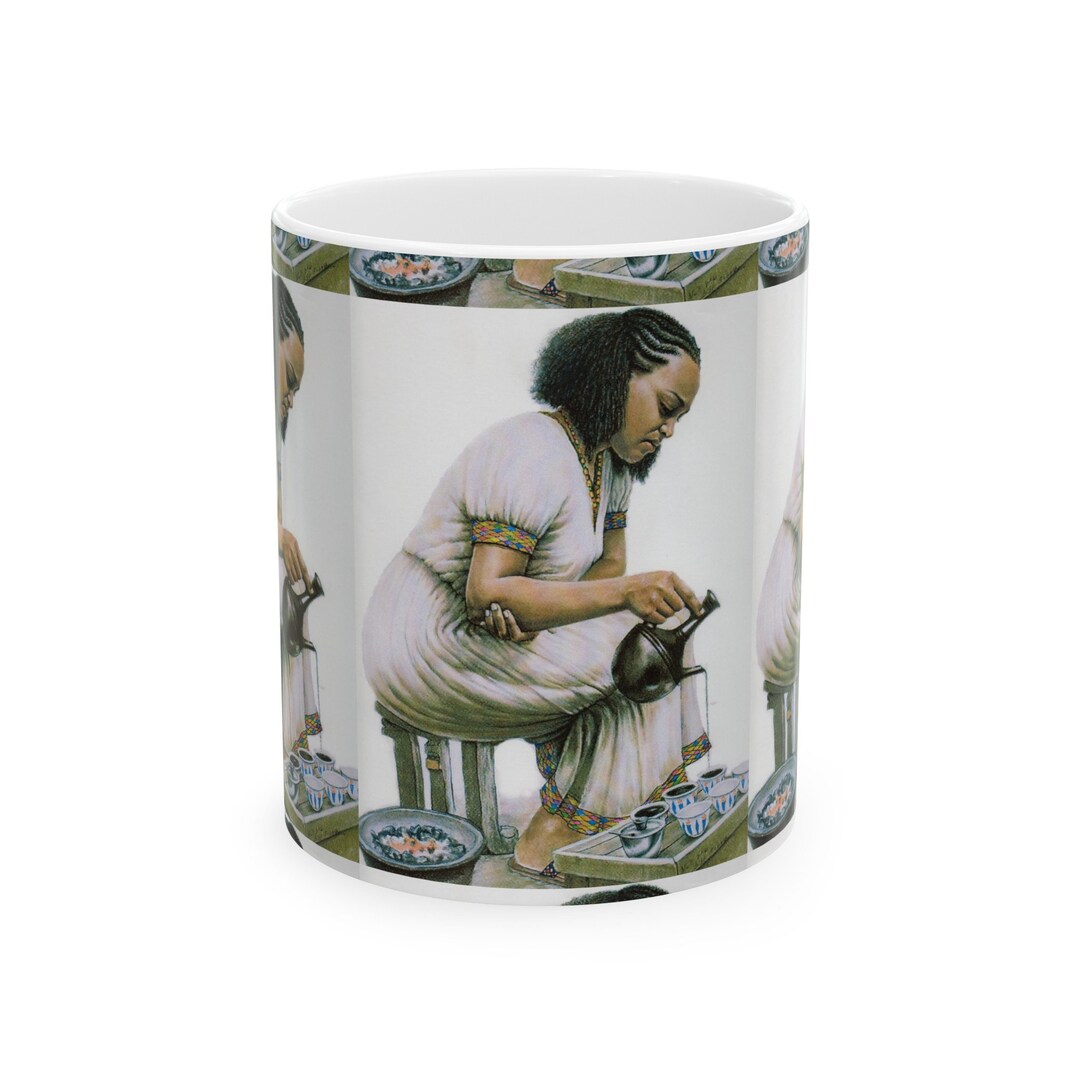 Ethiopian Coffee Ceramic Mug ,ethiopian Girl Make Coffee Mug , - Etsy
