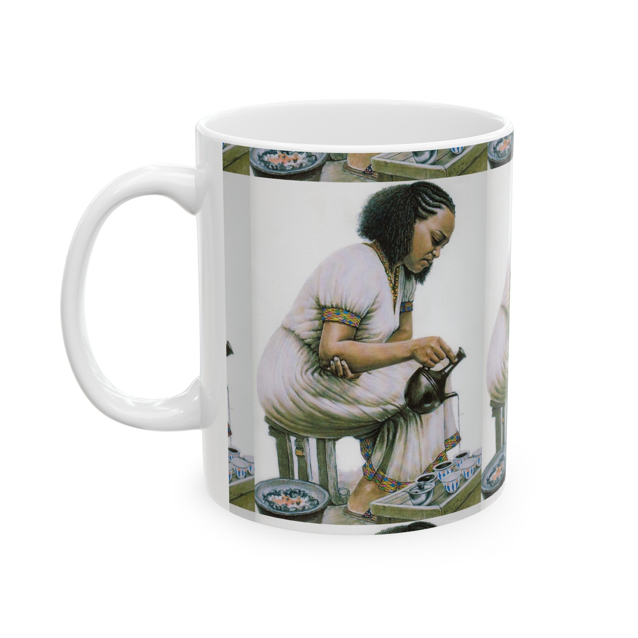Ethiopian Coffee Ceramic Mug ,ethiopian Girl Make Coffee Mug , - Etsy