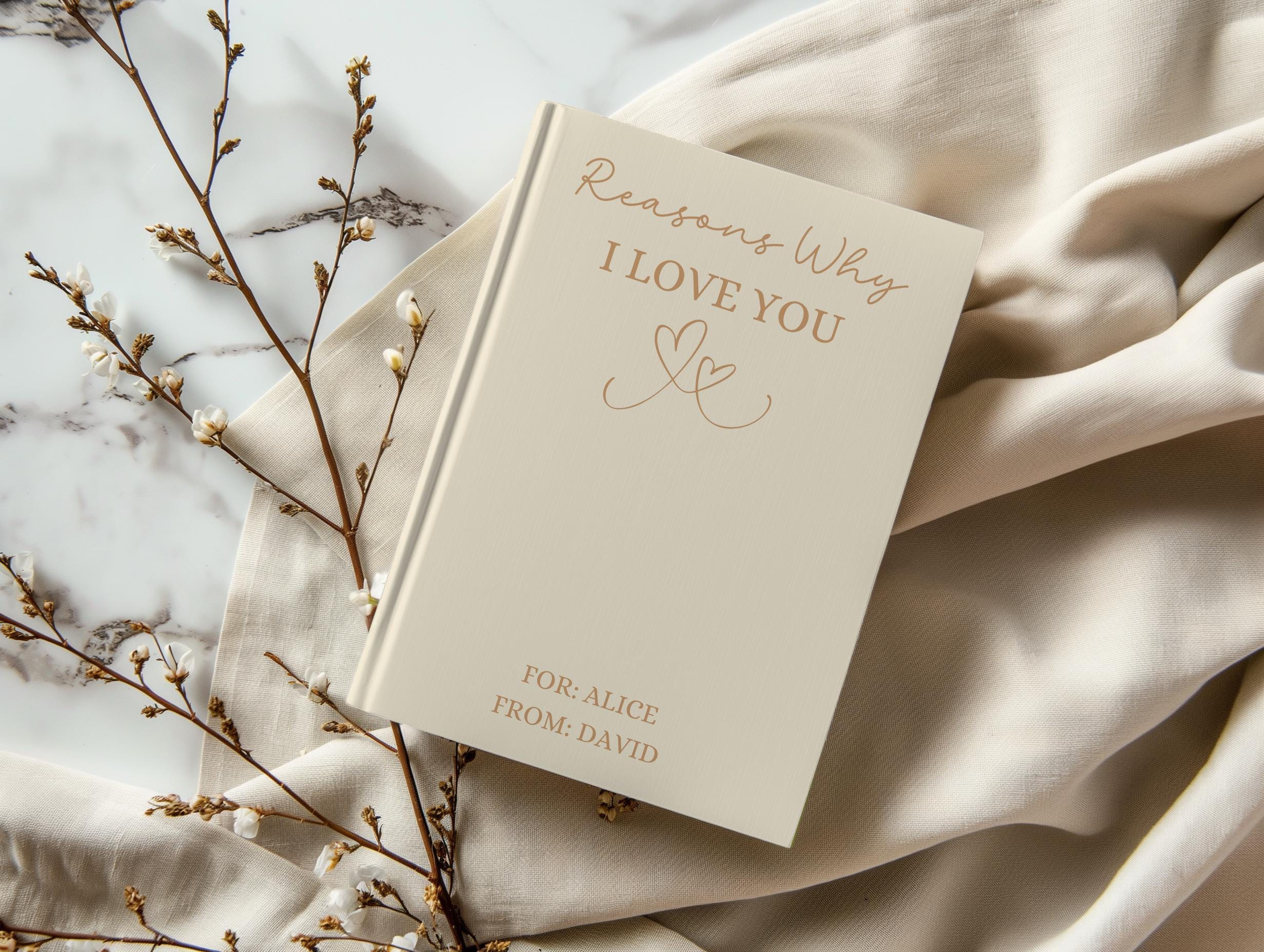 Reasons Why I Love U Lined Notebook, Hardcover Journal for Valentine's ...