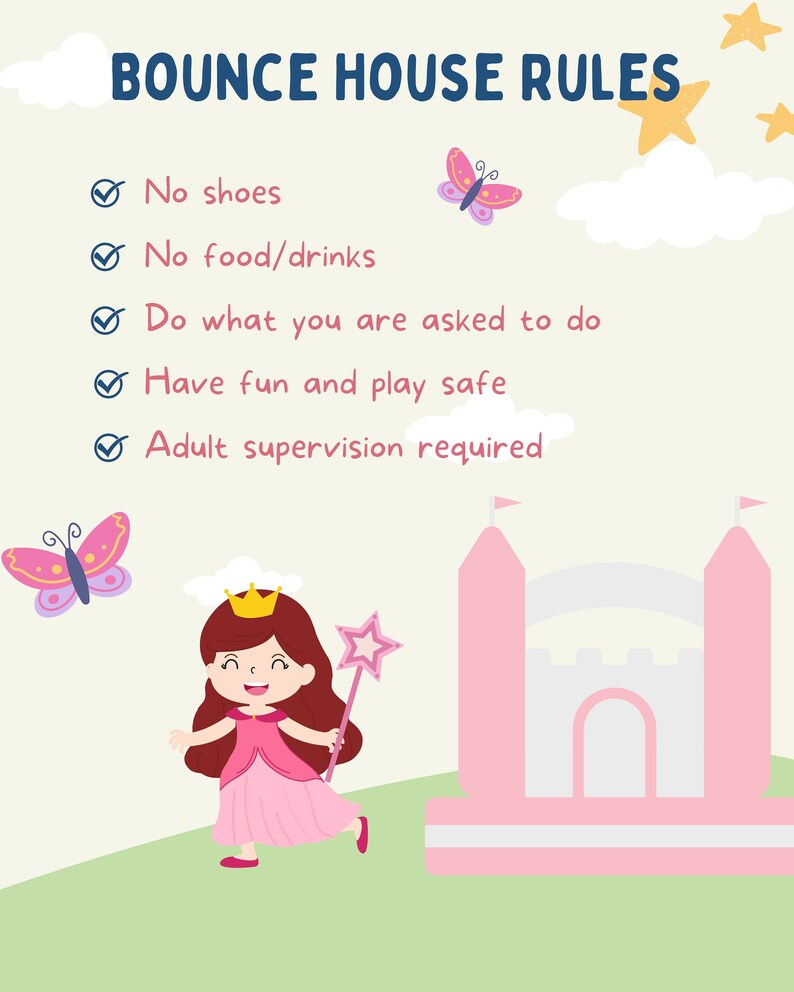 Princess Bounce House Sign Printable • DIGITAL DOWNLOAD - Etsy