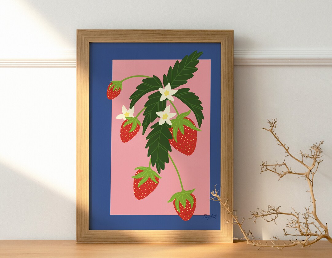Strawberry Plant Poster - Etsy
