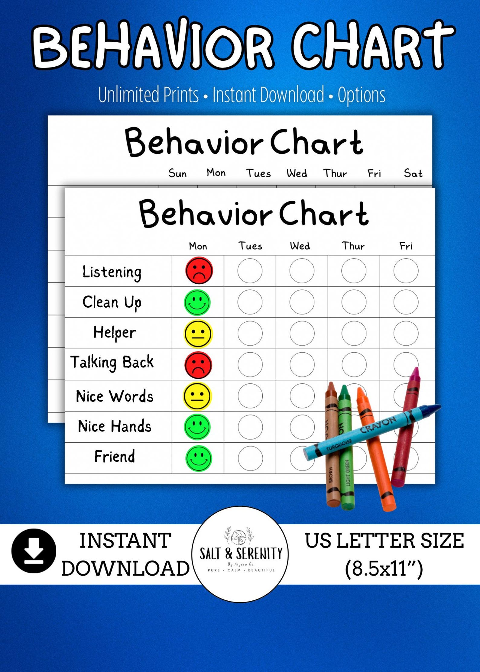 Printable Kids Behavior Chart: Reward Tracker (PDF Download) - Etsy