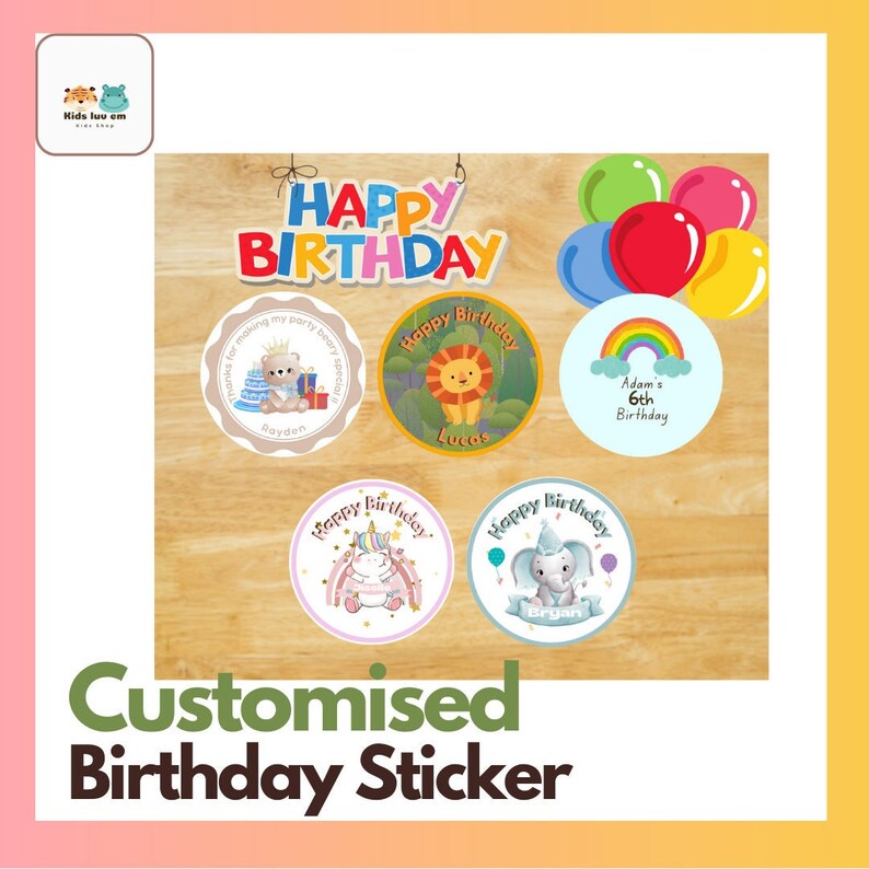 Beary Birthday, Customised Birthday Stickers, Personalized Birthday ...