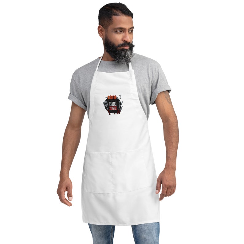 Embroidered Apron BBQ T Ime - Etsy