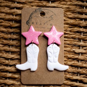 Cowgirl Boot Drop Earrings / Polymer Clay Earrings / Cowboy Boot ...