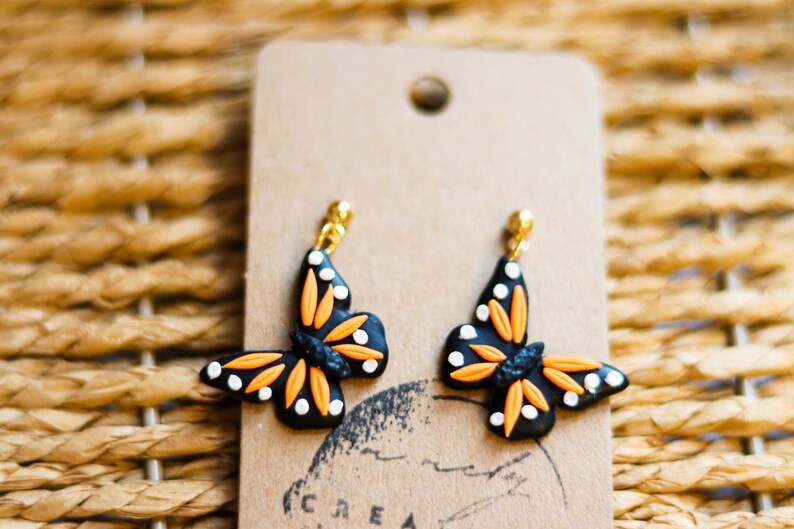 Monarch Butterfly Drop Earrings / Polymer Clay Earrings / Spring ...