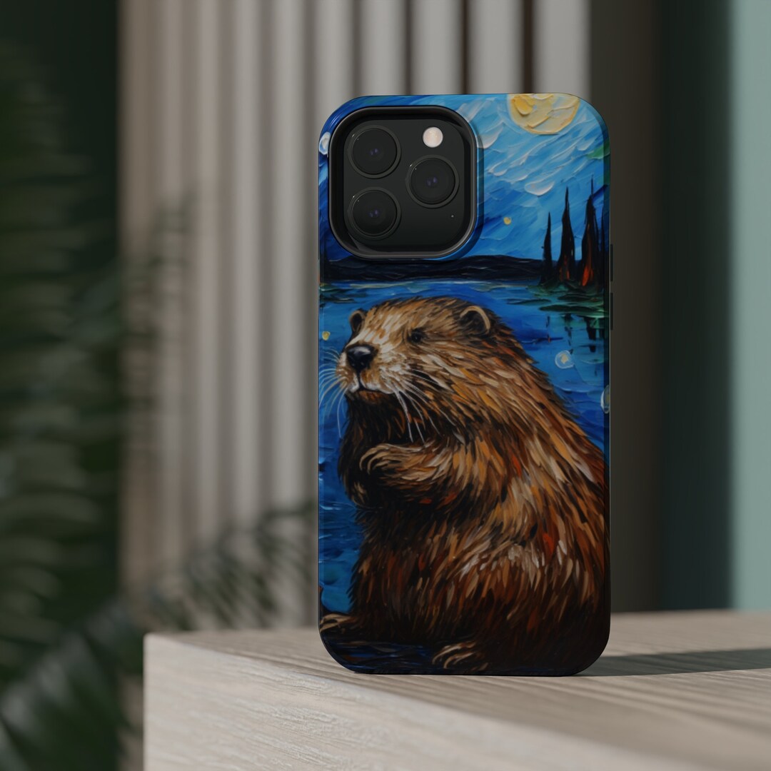 Beaver Starry Night Oil Painting Palette Knife Impasto, Magsafe Tough ...