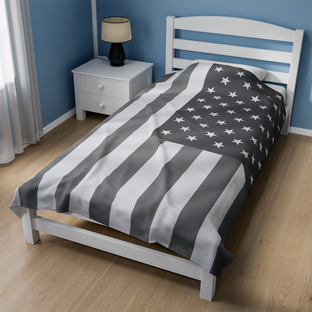 Grayed Out American Flag Velveteen Plush Blanket - Etsy