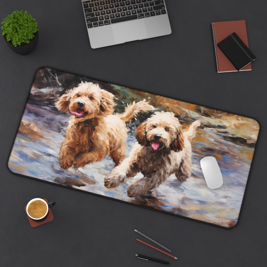 Labradoodle Oil Painting Palette Knife Impasto Style Desk Mat ...