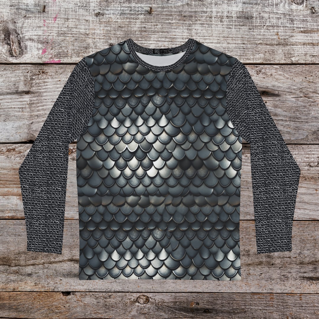 Scale Mail Look With Chain Mail Sleeves Men's Long Sleeve Shirt (AOP ...