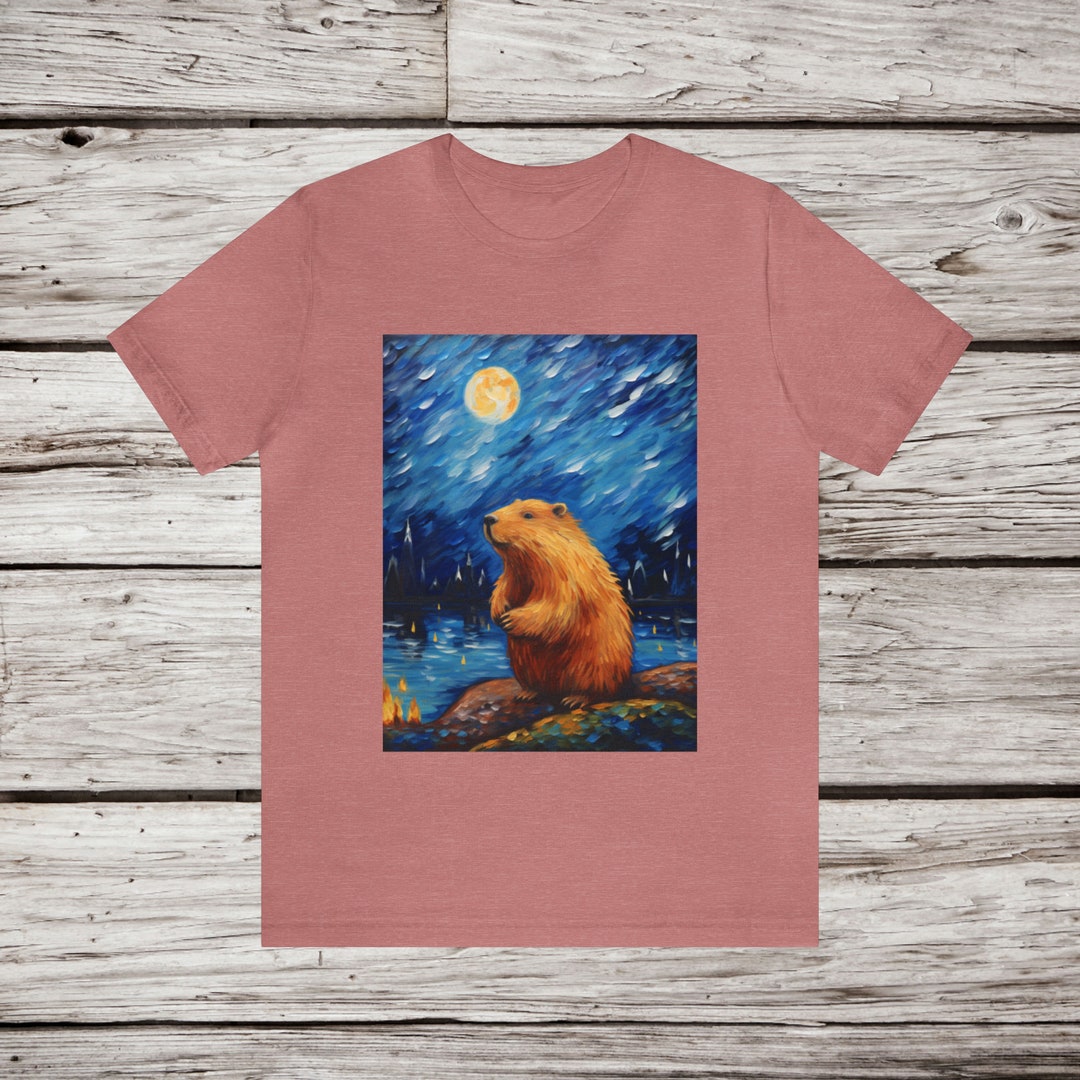 Capybara Starry Night Oil Painting Palette Knife Impasto - Etsy