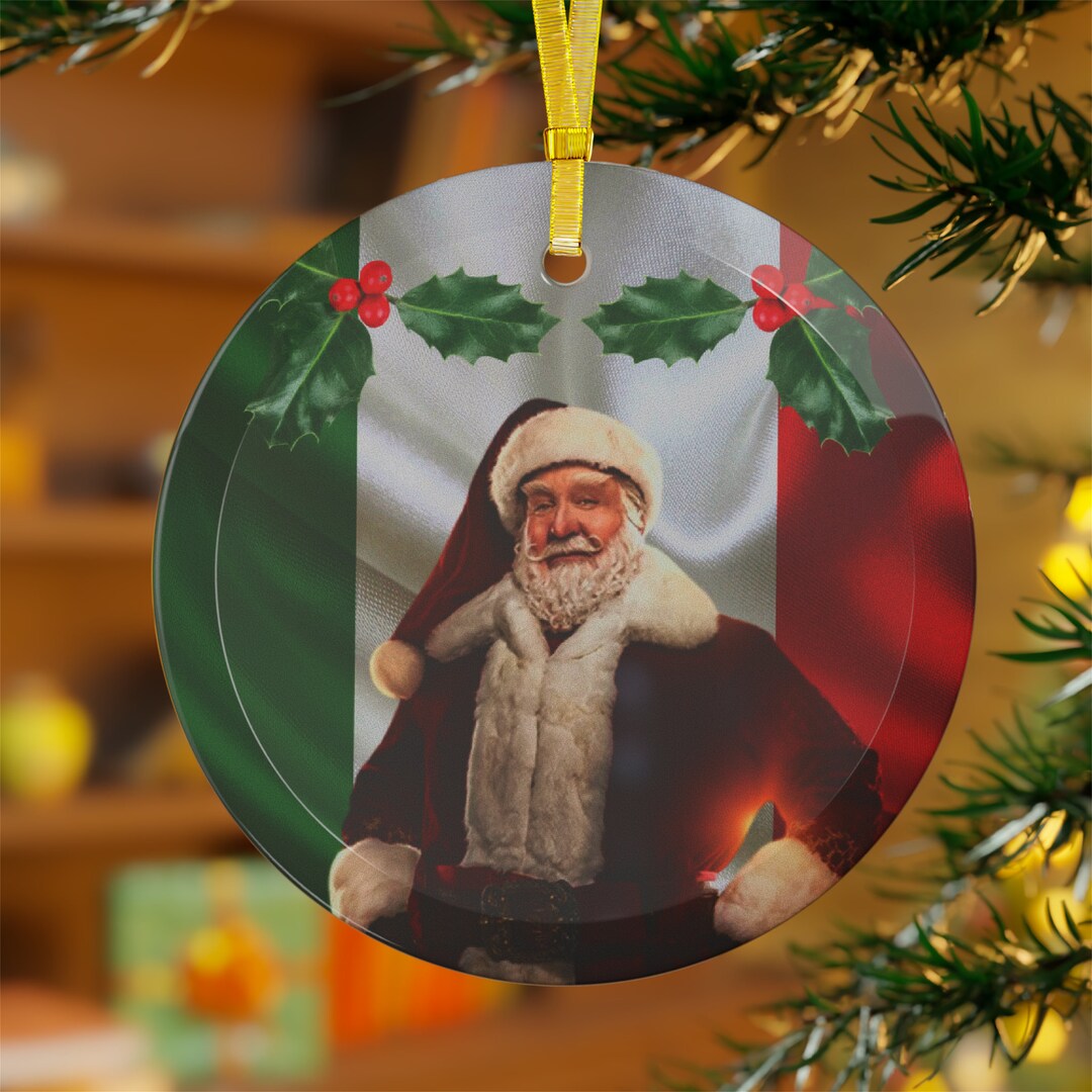 Italian Santa, Printed Beveled Round Glass Christmas Ornament - Etsy