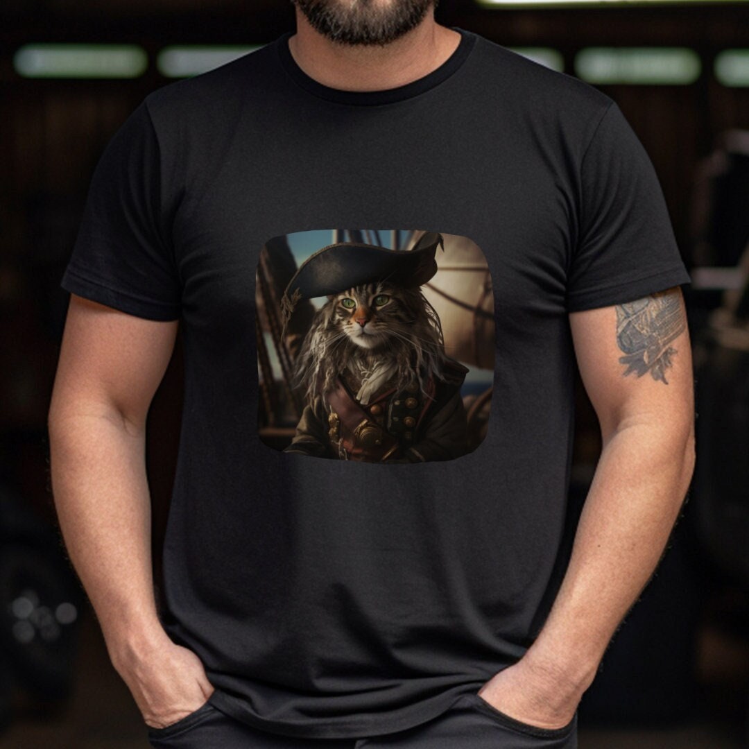 Pirate Capt Cat Tee, Cat Lover Shirt, Cat Tee, Cat Lover T Shirt, Pirate Shirts, Crazy Cat Lady ...