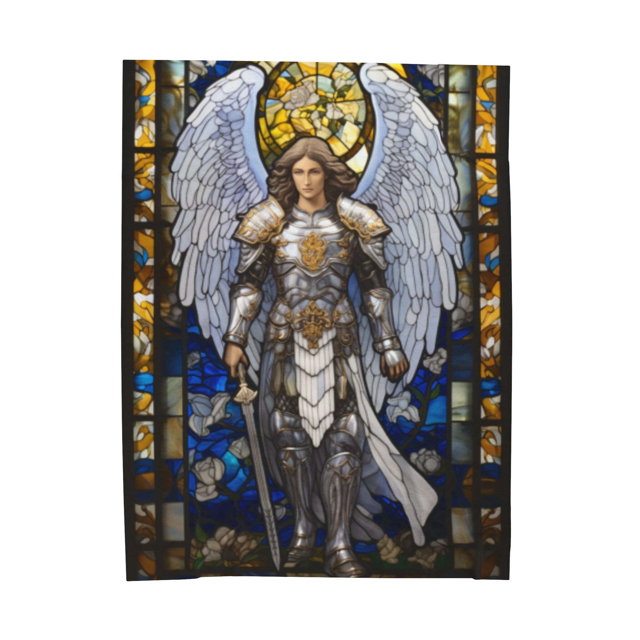 Arc Angel Michael in Tiffany Style Stained Glass Velveteen Plush ...