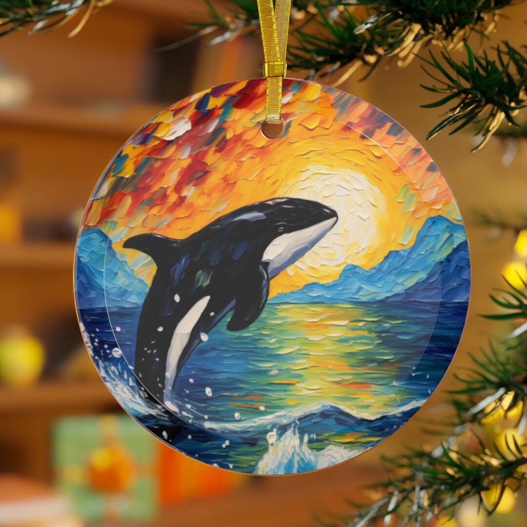 Orca Whale Oil Painting Palette Knife Impasto Style Printed Beveled ...