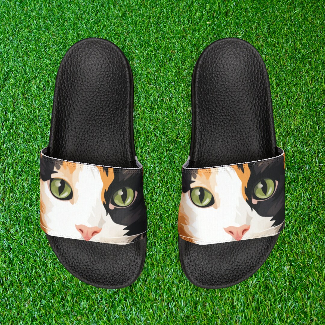 Calico Cat Watercolor Style Women's PU Slide Sandals - Etsy