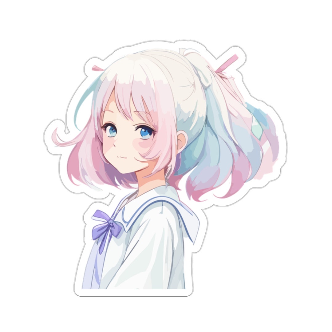 Cute Sticker of a Girl Drawn in Anime Style in Pastel Colors, Available ...