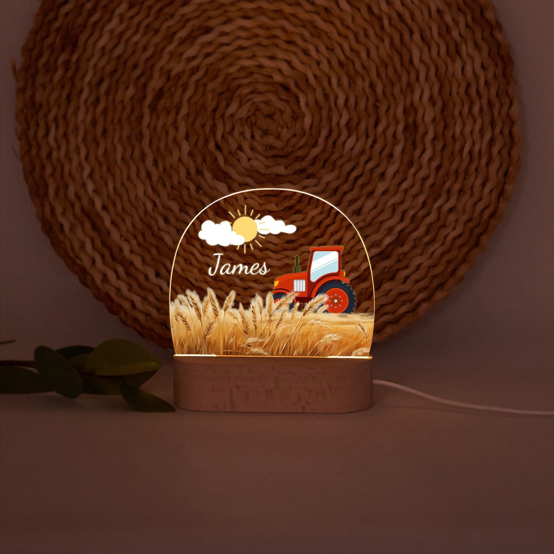 Baby Gift Boy, Tractor Night Lamp, Baby Boy LED Night Light, Baptism ...