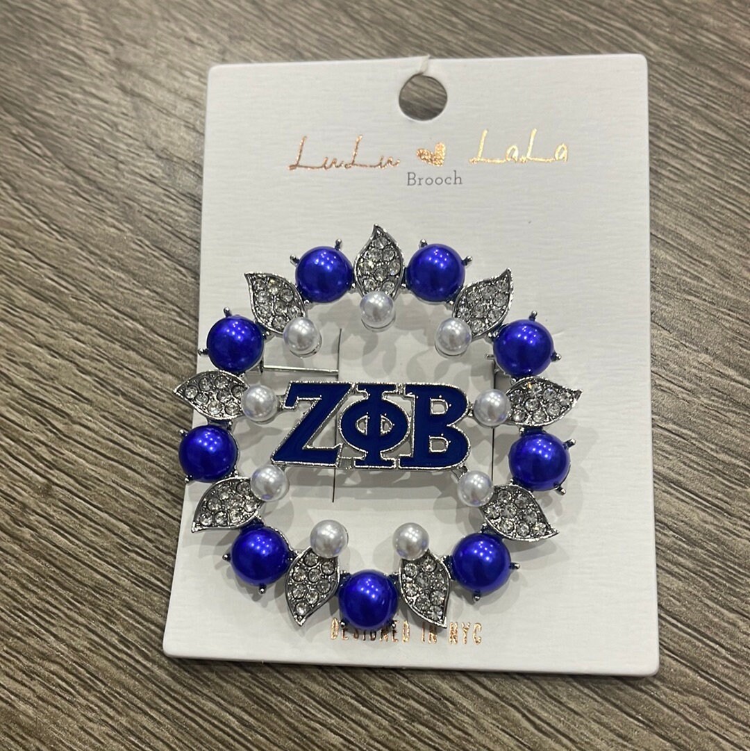 Zeta Phi Beta Lapel Pin / ZPB Pearled and Jeweled Circle Lapel Pin ...