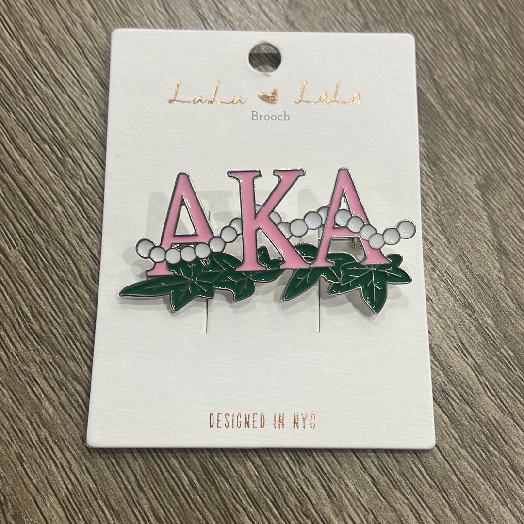 Alpha Kappa Alpha Lapel Pin / AKA Sorority Ivy & Pearls / Pink / Green ...