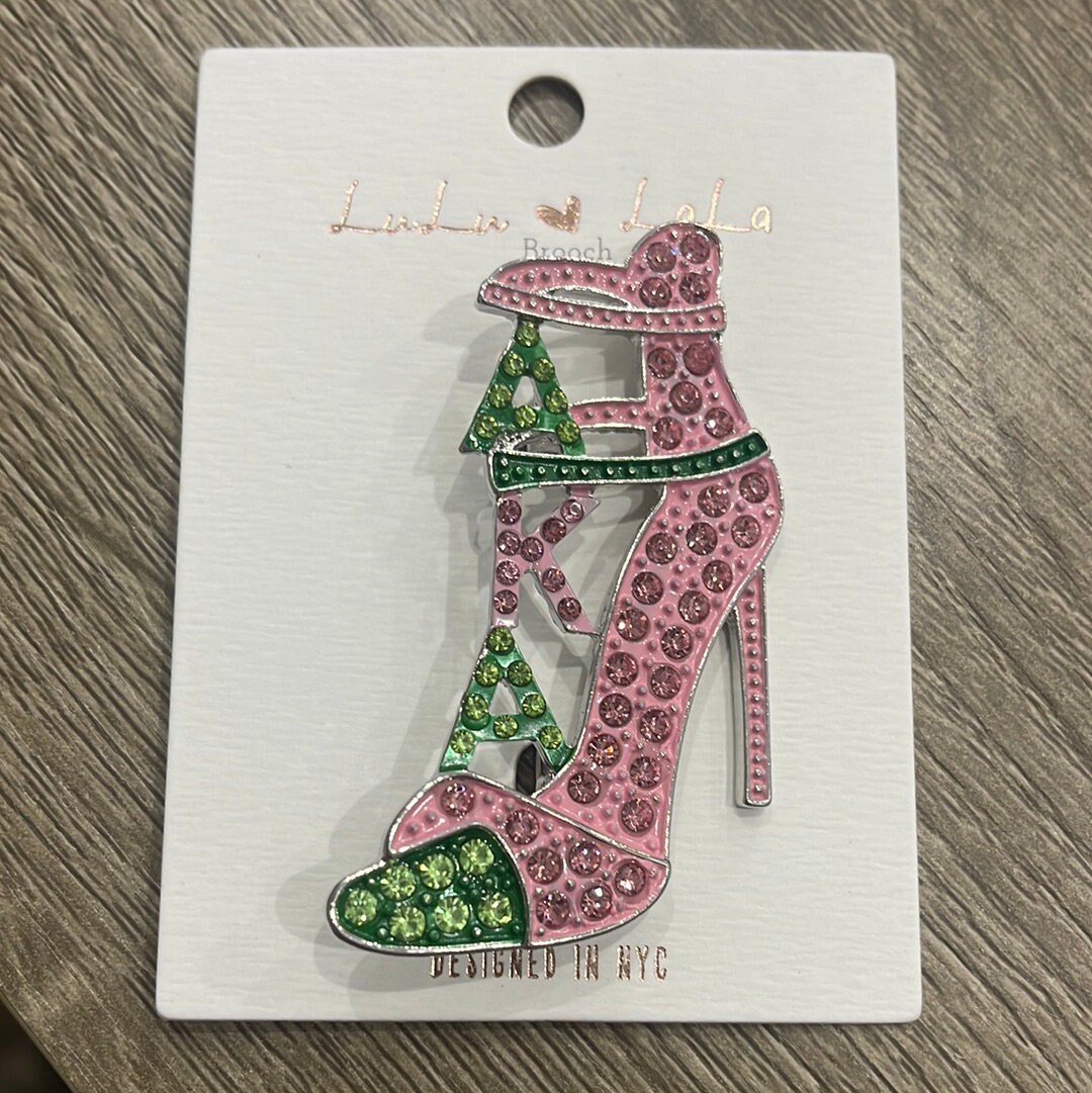 Alpha Kappa Alpha Lapel Pin / AKA Sorority High Heel Pin / Pink / Green ...
