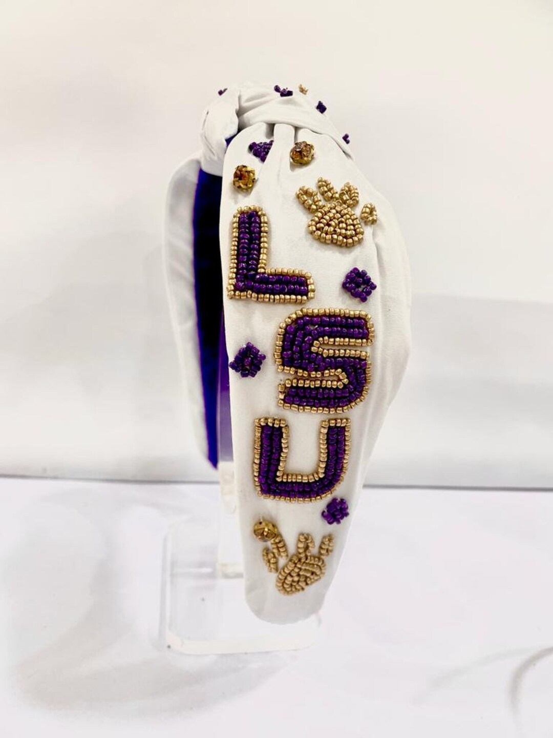 LSU Beaded Headband / Geaux Tigers / Louisiana State University ...