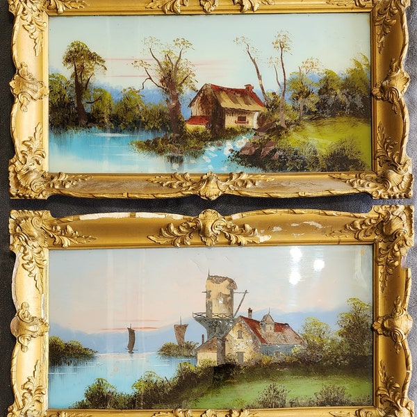 Antique Reverse Painting on Glass - Etsy