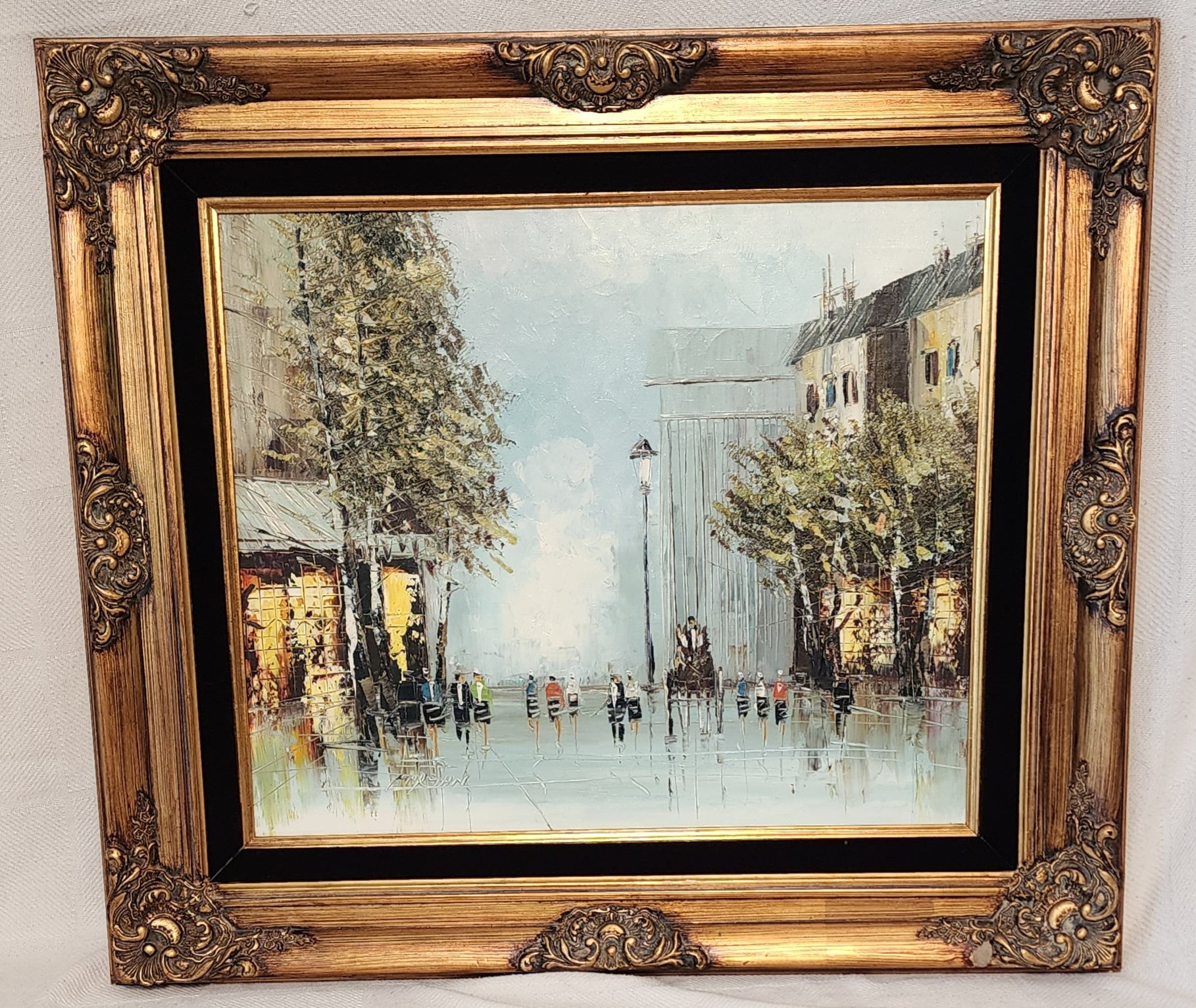 Morgan Signed French Oil Painting French, Street Scene Done With ...