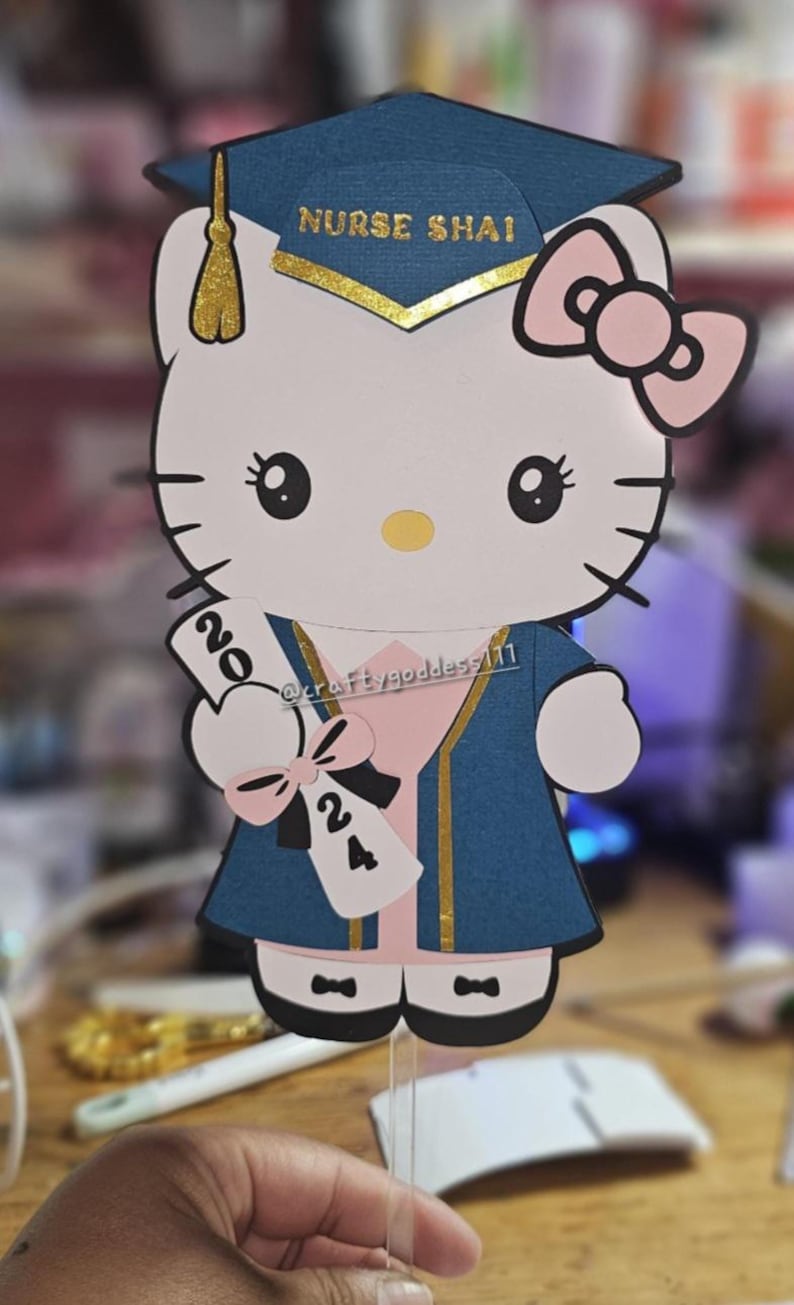 Hello Kitty Graduation Cake Topper, 8 X 5 Inch, Custom Cake Topper ...