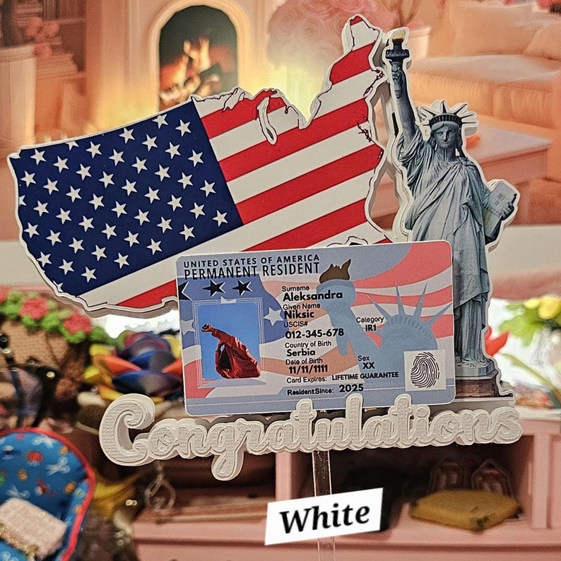 Permanent Resident Cake Topper | Green Card Cake Topper | Custom Cake ...