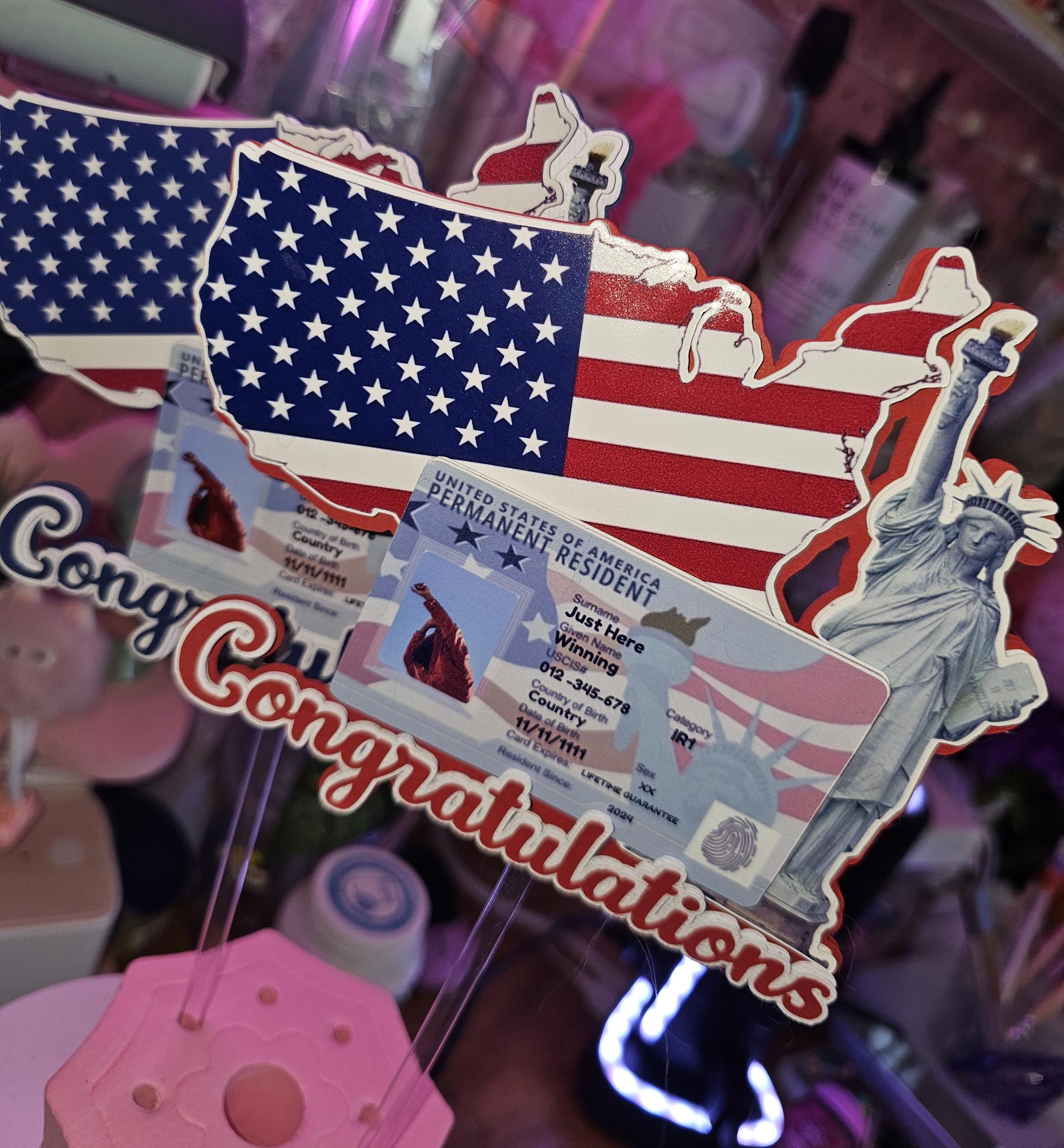 Permanent Resident Cake Topper | Green Card Cake Topper | Custom Cake ...