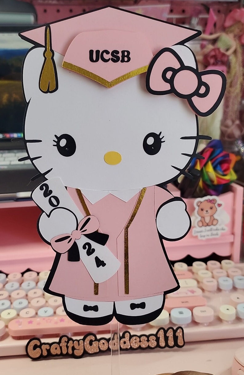 Hello Kitty Graduation Cake Topper, 8 X 5 Inch, Custom Cake Topper - Etsy