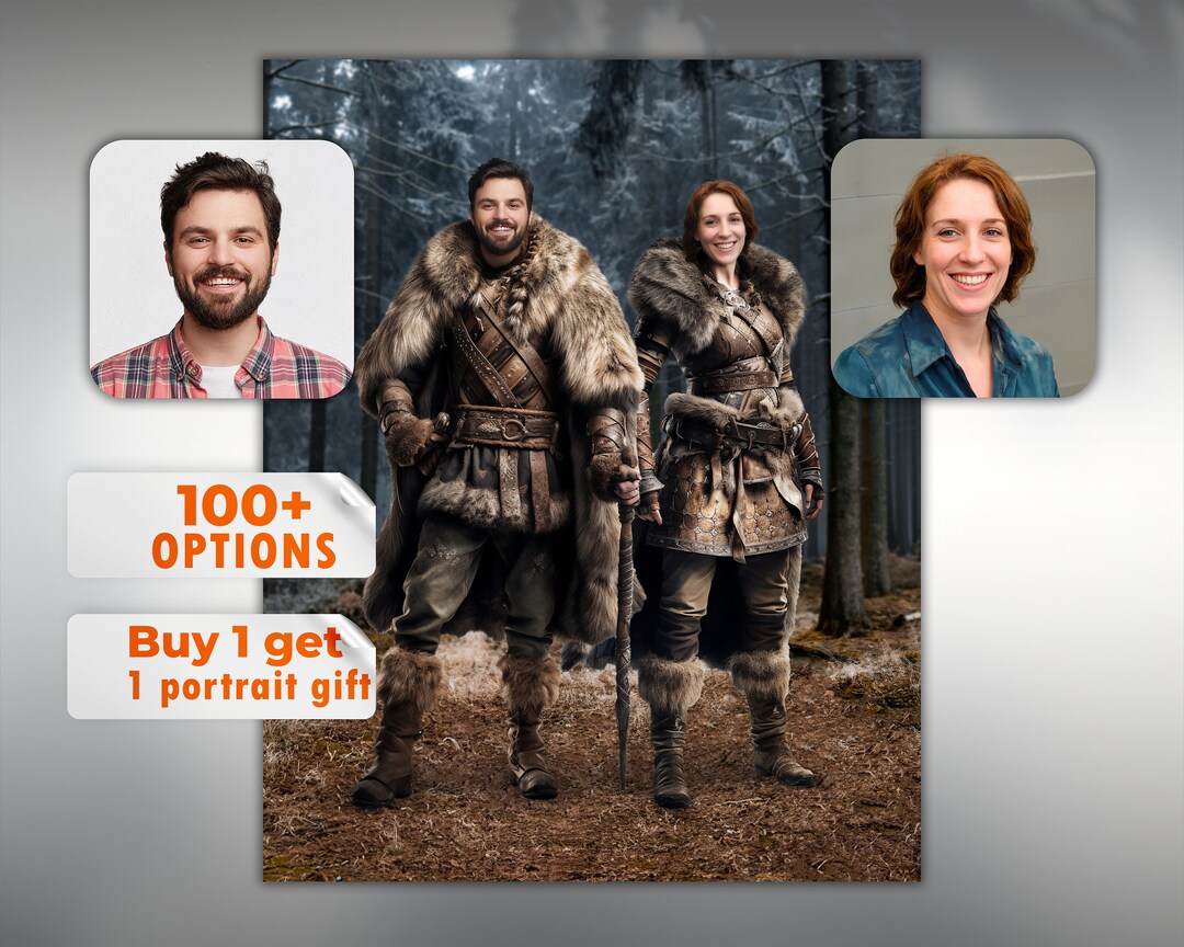 Custom Viking Couple Portrait From Photo | Custom Viking Portrait ...