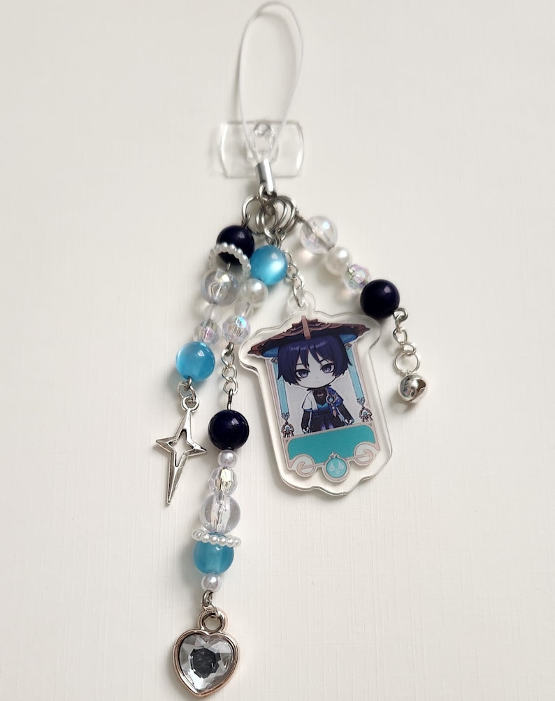 ANEMO Genshin Inspired Character Charm, Cute Beaded Phone Strap, Anime ...