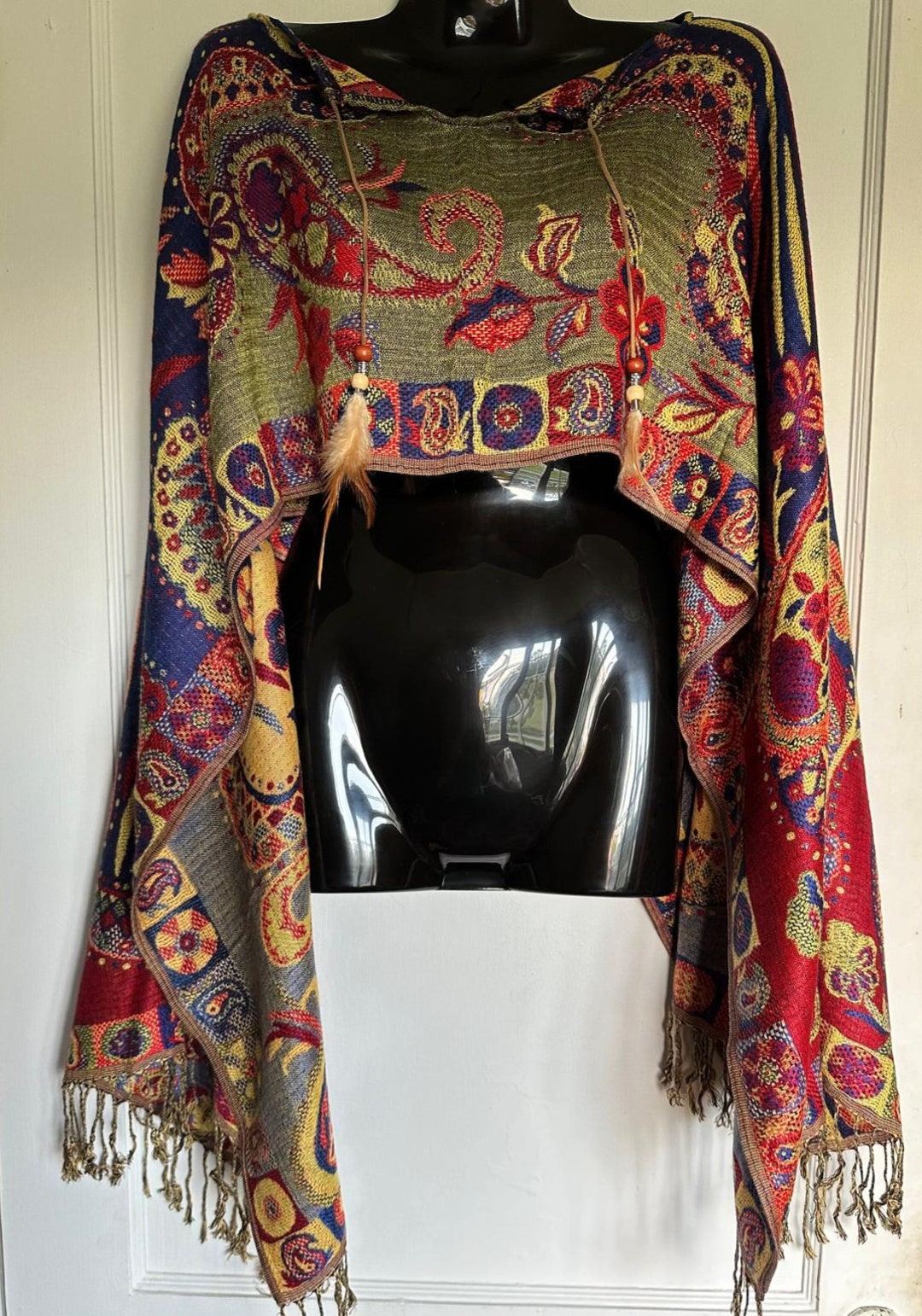 Pashmina 5-in-one Crop Top Reversible Poncho Shrug Shawl Cover-up Scarf ...