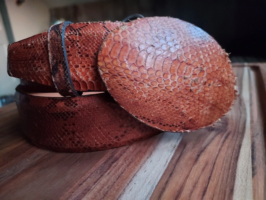 Real Leather Snake Skin Belt Handmade Western Cowboy - Etsy