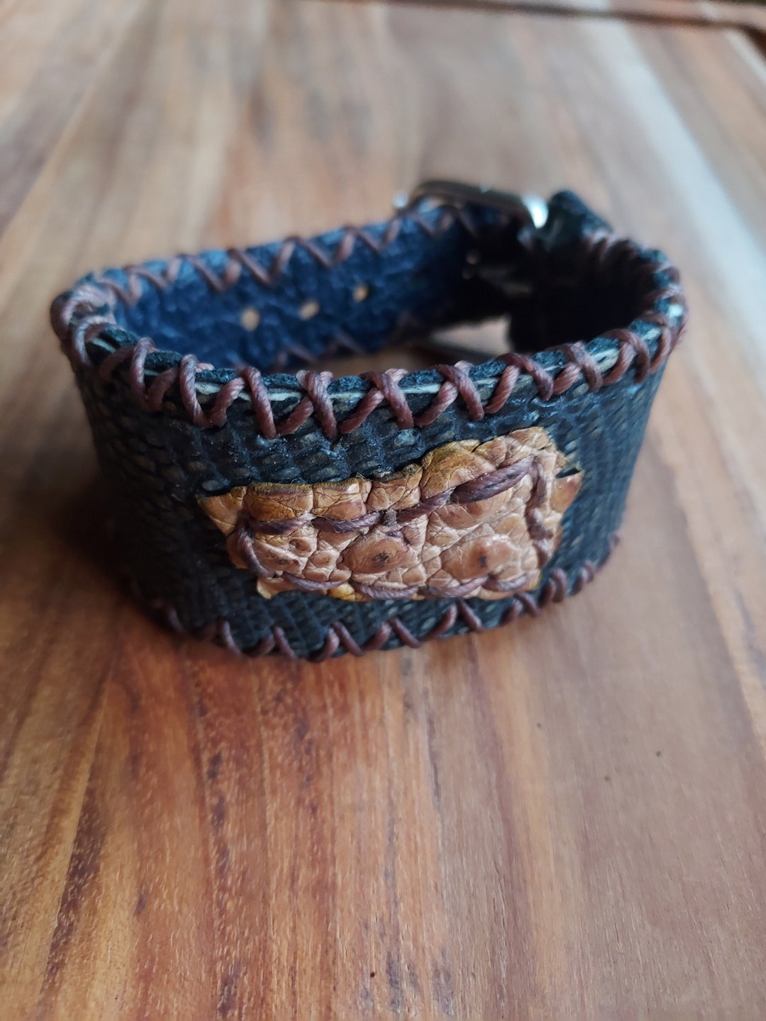 Alligator and Lizard Skin Leather Bracelet - Etsy