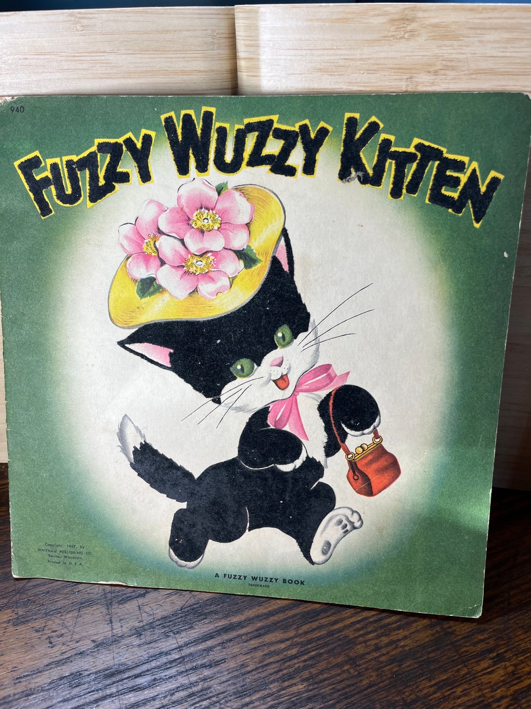 1947 Antique Childrens Book Fuzzy Wuzzy Kitten Storytime Vintage Kids ...