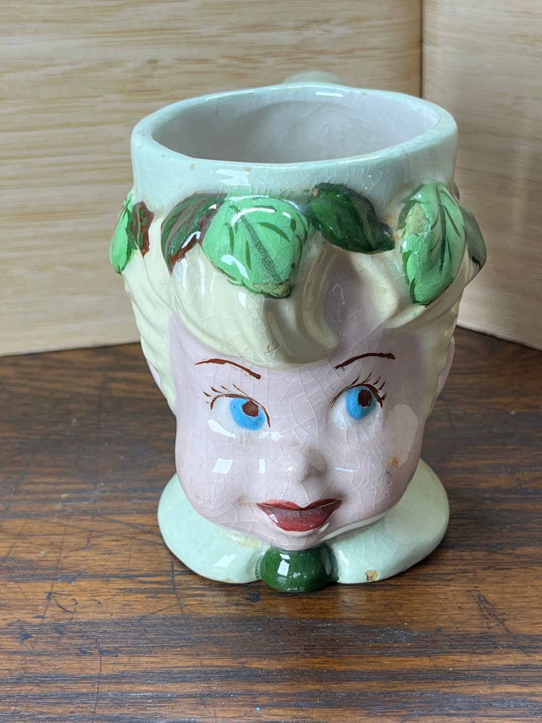 Pixie Elf Toby Style Girl Small Planter Mug Vintage Hand Painted ...