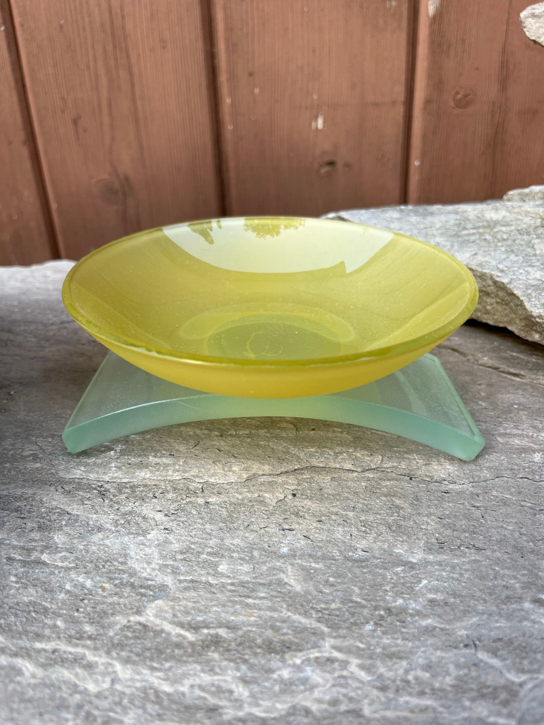 Table Centrepiece Candy Dish Art Glass Trinket Dish Catch All Frosted ...