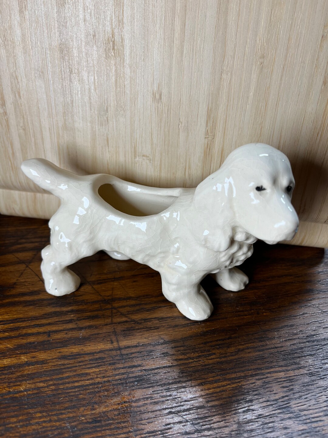 Ivory Coloured Ceramic Dog Planter Cocker Spaniel Pointer Daschund ...