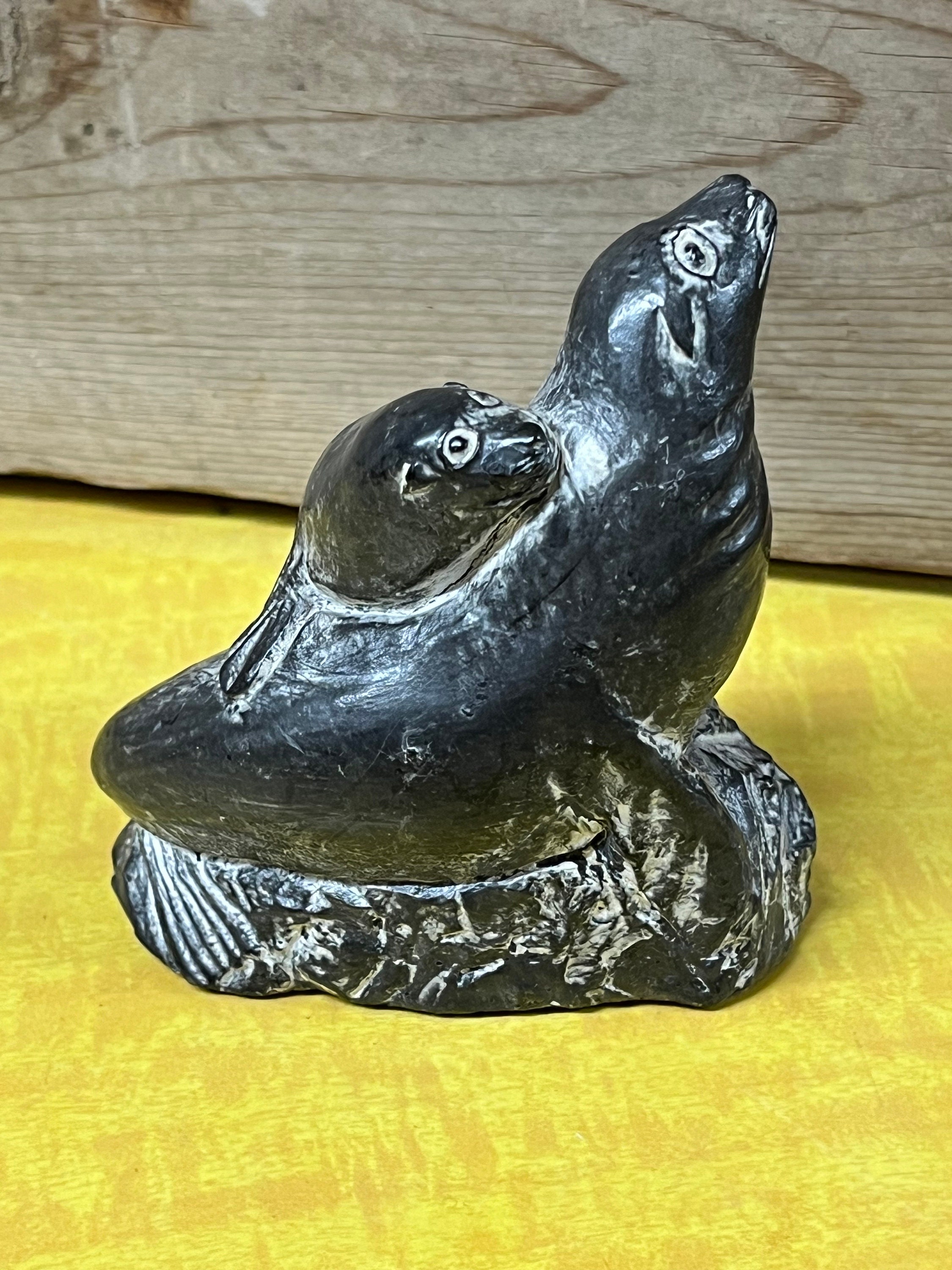 Inuit Seal Animal A Wolf Original Dog Sled the Wolf Sculptures Handmade ...